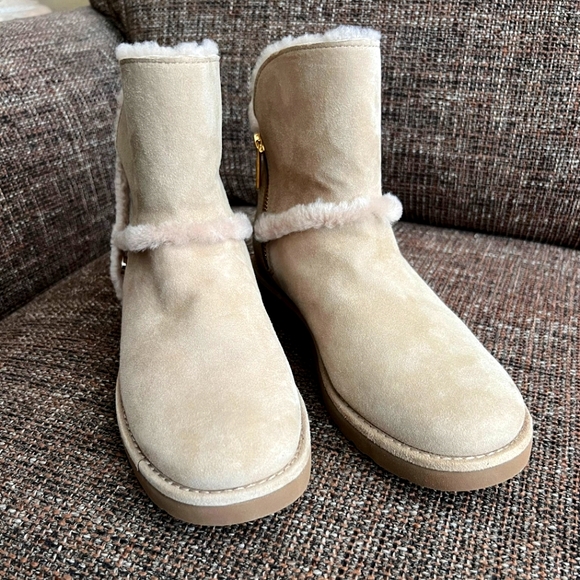 UGG | Shoes | Ugg Luxe Spill Sand Colored Mini Boots With Zipper Size 7 ...